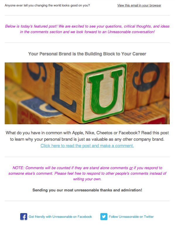 Example Daily Email We'll Send to Your Students - Unreasonable